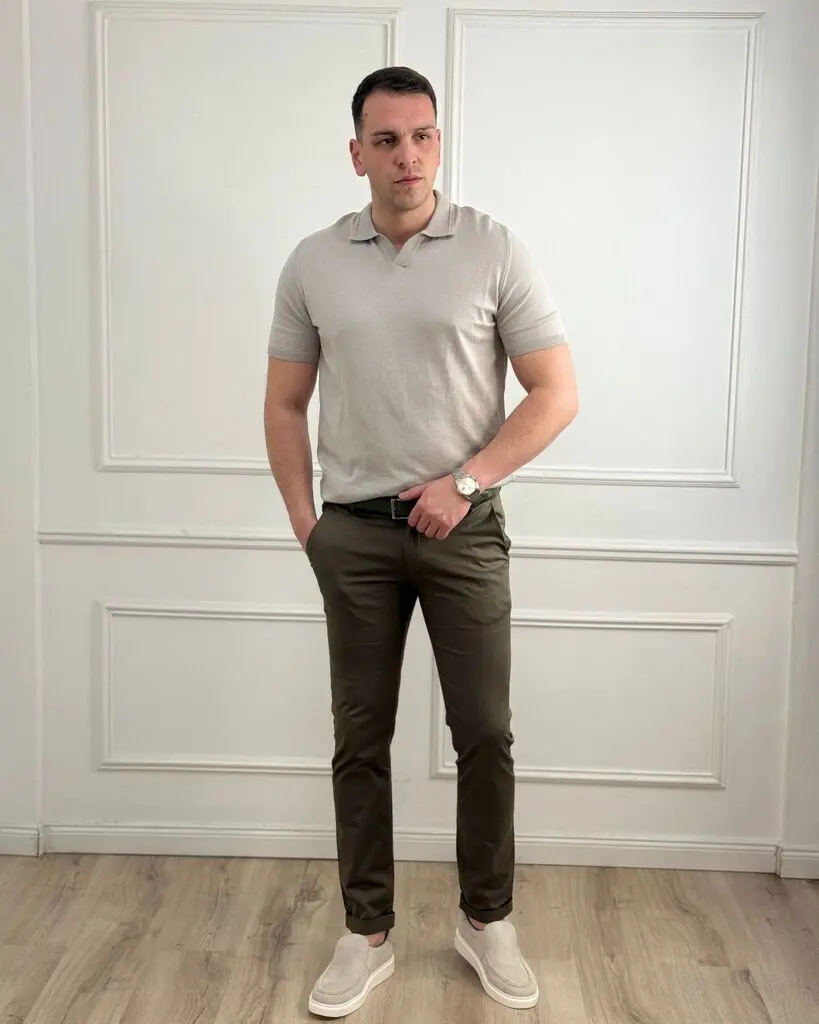 Squareonline Muške pantalone, Maslinaste