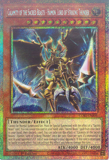 Calamity of the Sacred Beasts - Hamon, Lord of Striking Thunder - CORI-EN006 - Starlight Rare 1st Edition