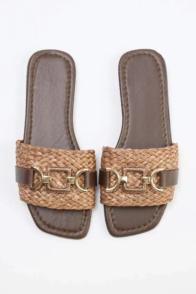 Trendyol Shoes Ženske papuče Takss26Te00028, Smeđe