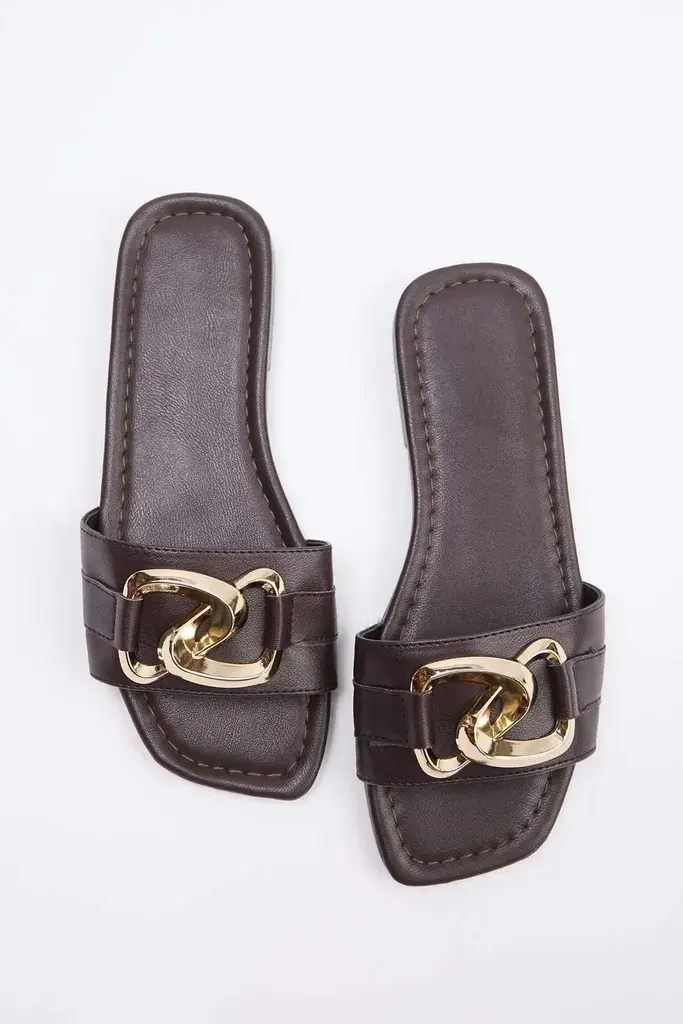 Trendyol Shoes Ženske papuče Takss25Te00023, Braon