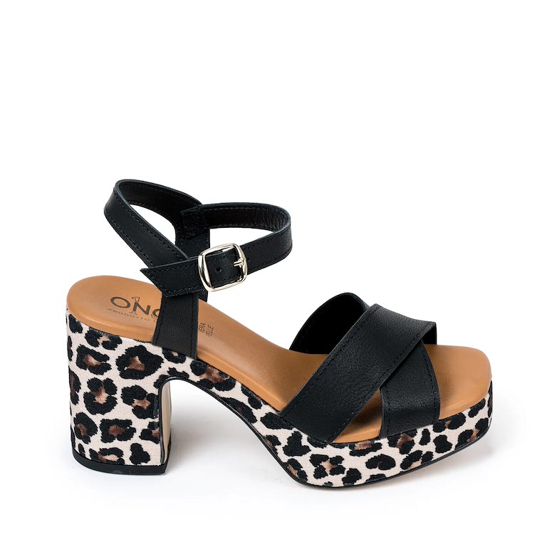 Once Ženske papuče ONCE-A25657 Pelle-Nero/Leopardo, Crne