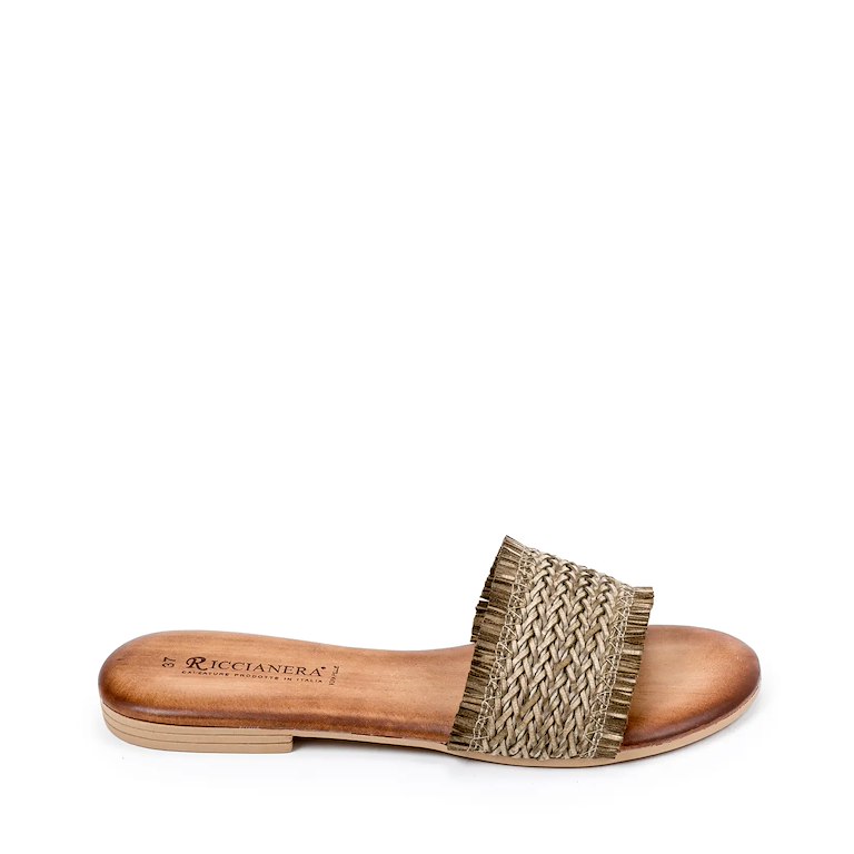 Riccianera Ženske sandale 1035/307 Raffia-Oliva, Zelena