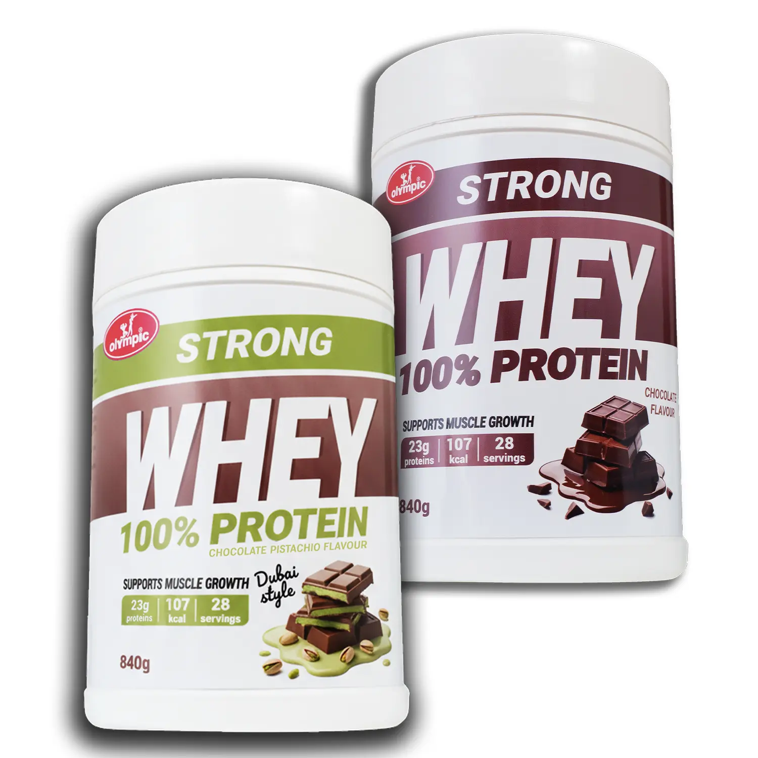 Olympic Whey Protein Strong, Dubai čokolada i Čokolada, 840 g, 2 komada