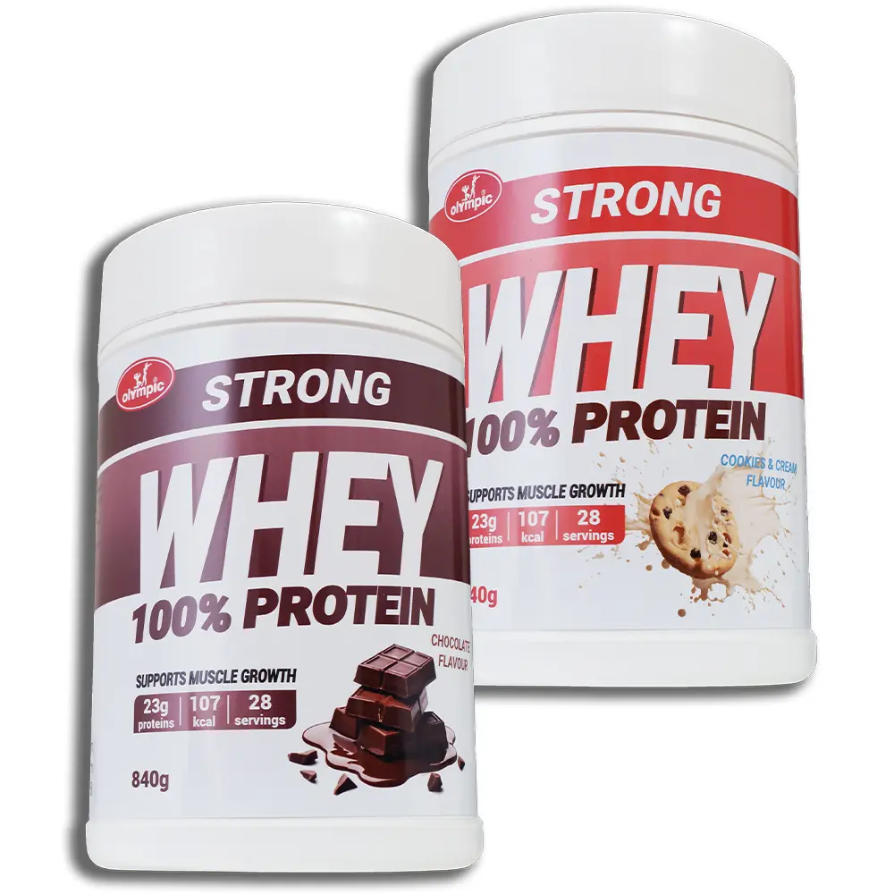 Olympic Whey Protein Strong, Čokolada i Cookies & Cream, 840 g, 2 komada