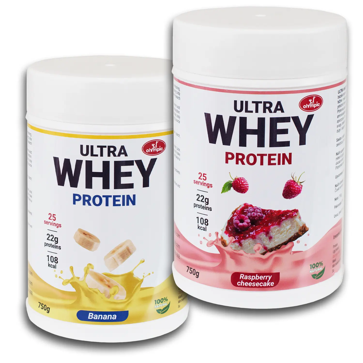 Olympic Whey Protein Ultra, Cheesecake malina i Banana, 750 g, 2 komada