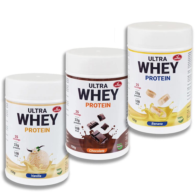 Olympic Ultra Whey protein 840g Vanila, Čokolada, Banana, 3 komada