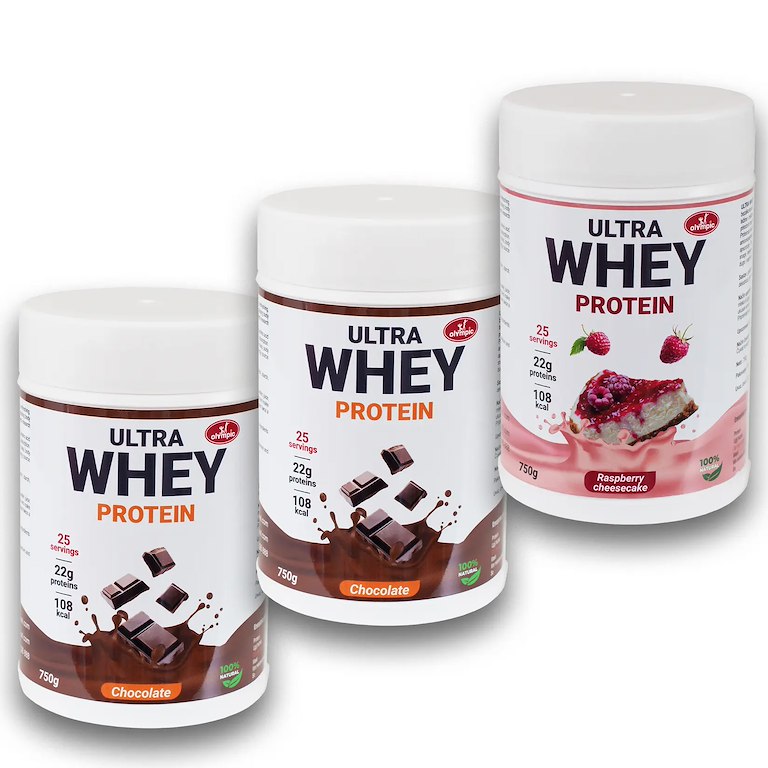 Olympic Ultra Whey protein 840g Čokolada, Čokolada, Malina Čiz-kejk, 3 komada