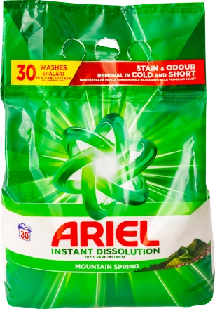 ARIEL
INSTANT DISSOLUTION praškasti detergent za veš - MOUNTAIN SPRING, 1,95 kg