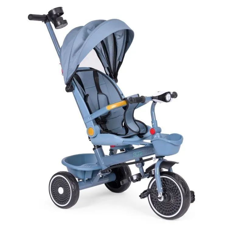 Eco Toys Dečiji tricikl sa rotirajućim sedištem i tendom 2u1, Plavi