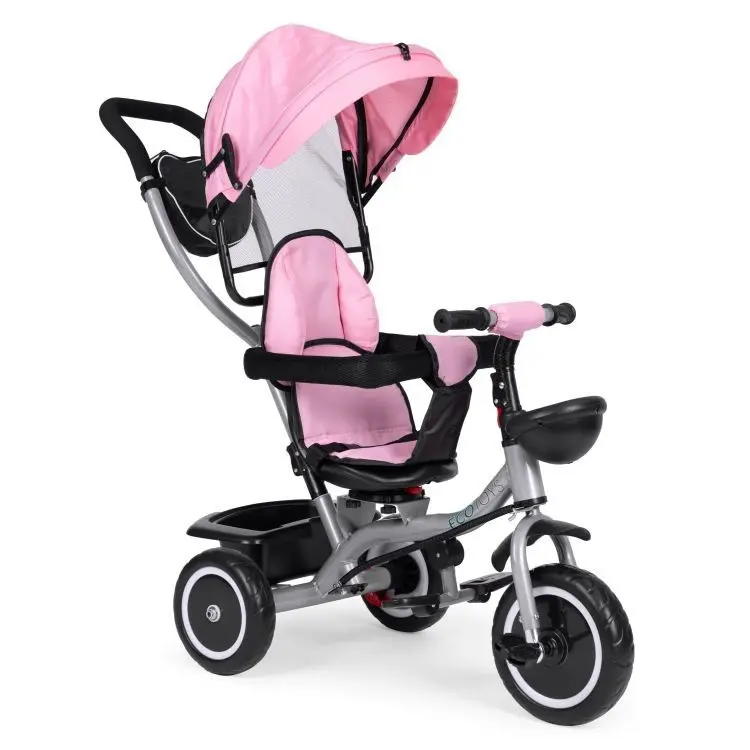 Eco Toys Dečiji tricikl sa rotirajućim sedištem i tendom 2u1, Roze