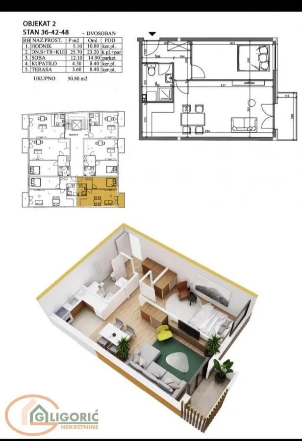 Prodaja, dvosoban stan, 51m², Centar, Pančevo