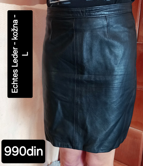 Echtes Leder kožna suknja crna L/40