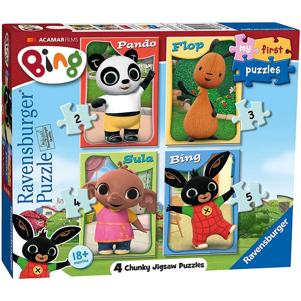 Ravensburger Slagalica Moje prve puzzle Bing, 2/3/4/5 delolva