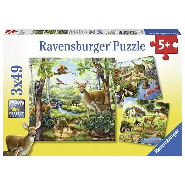 Ravensburger Slagalica Životinje u prirodi, 3x49 delova