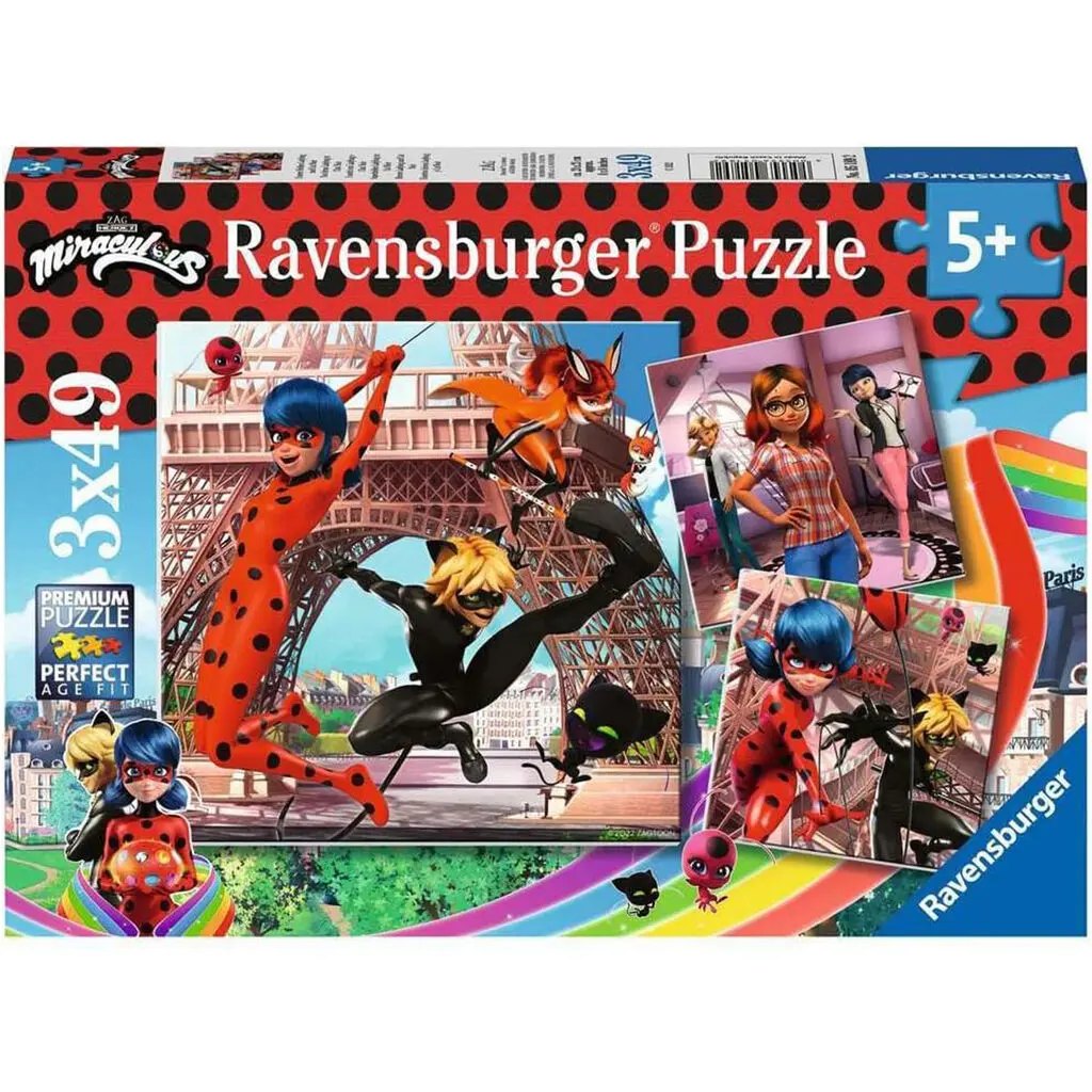 Ravensburger Slagalica Naši heroji bubamara i crna mačka, 3x49 delova