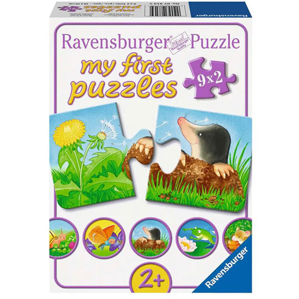 Ravensburger Slagalica Moje prve puzzle Sitne životinje, 9x2 dela