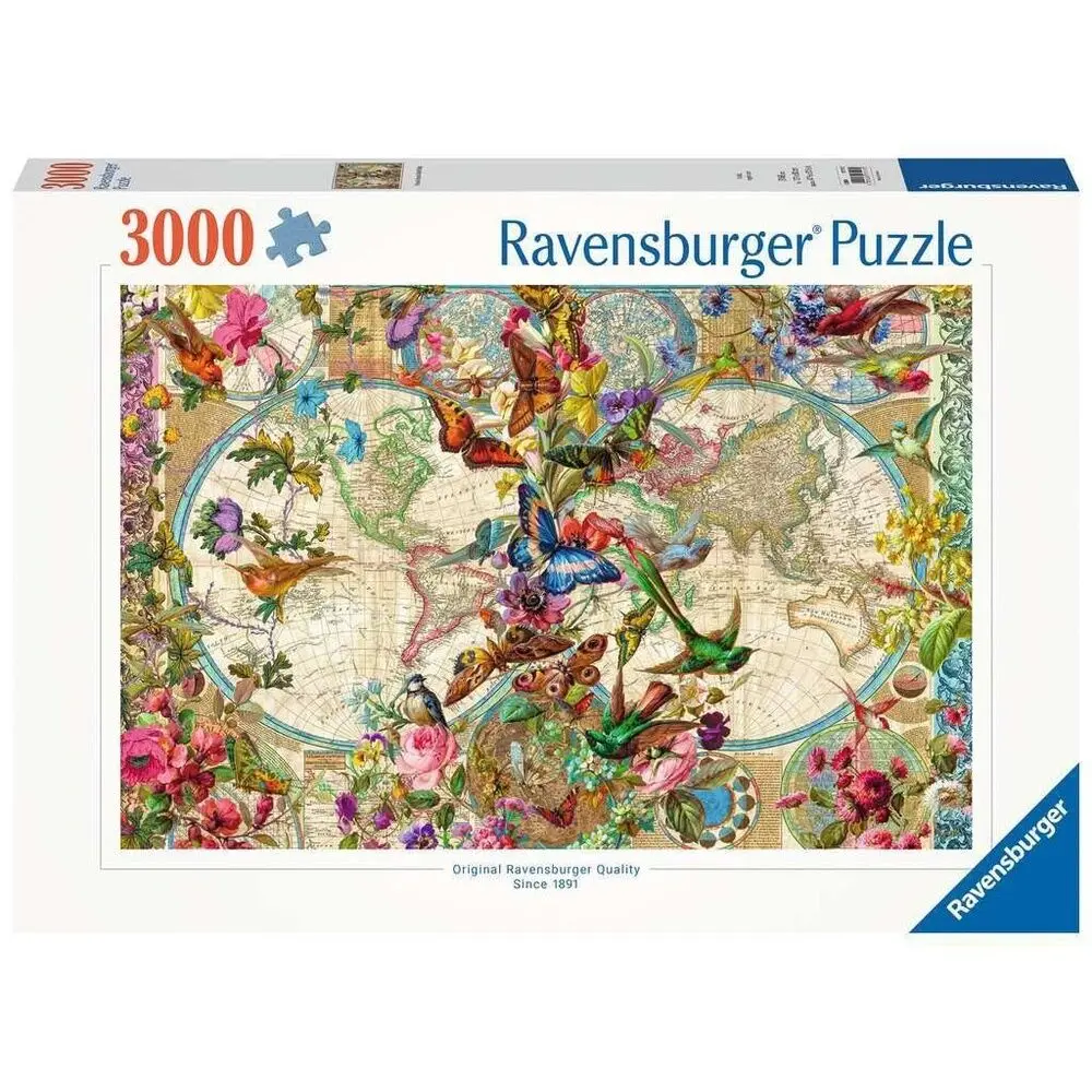 Ravensburger Slagalica Mapa sveta flora i fauna, 3000 Delova