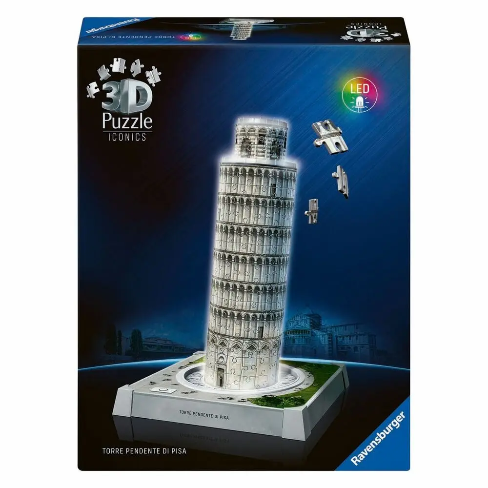 Ravensburger 3D slagalica Krivi toranj u Pizi sa svetlom, bela, 216 delova