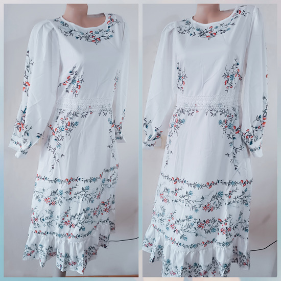 SHEIN BELA CVETNA Haljina Novo 38 -40 Snizeno