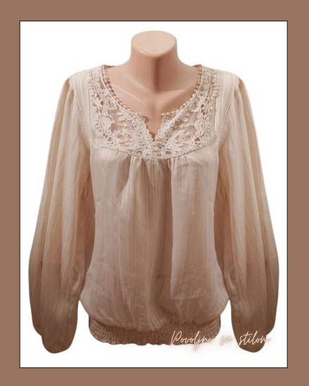 3.5. Krem bluza sa čipkom L Vero Moda