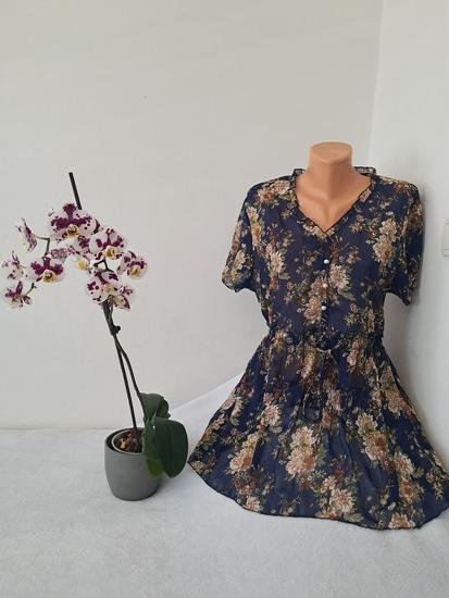 Romanticna teget cvetna tunika vel XXL
