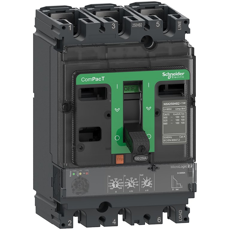 C16F32D160 PREKIDAČ NSX160F 36kA AC 3P3D 160A MicroLogic 2.2