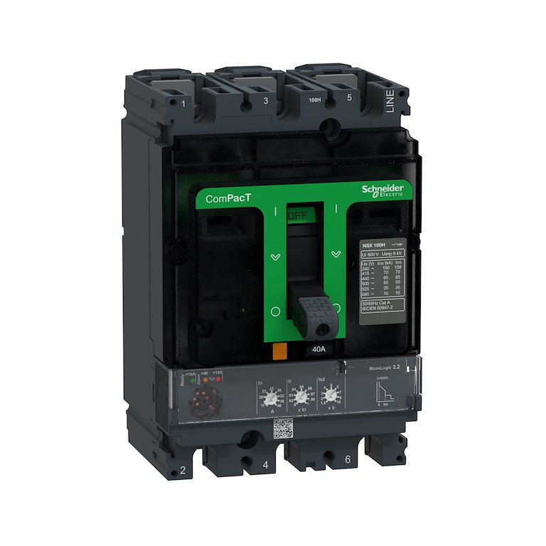 C10H32D040 PREKIDAČ NSX100H 70kA AC 3P3D 40A MicroLogic 2.2
