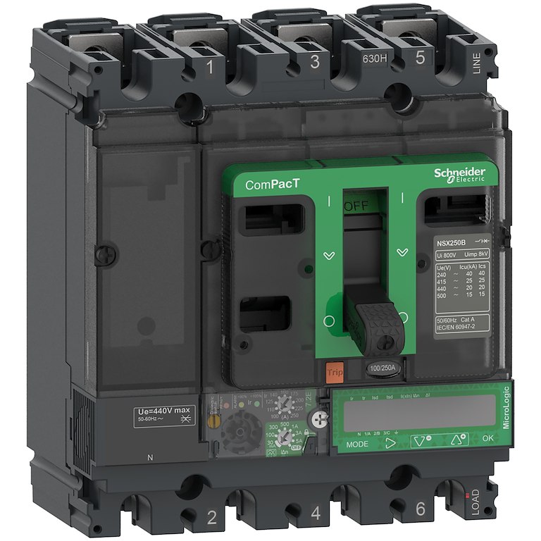 C16N47E100 PREKIDAČ NSX160N 50kA AC 4P4D 100A Vigi 7.2E