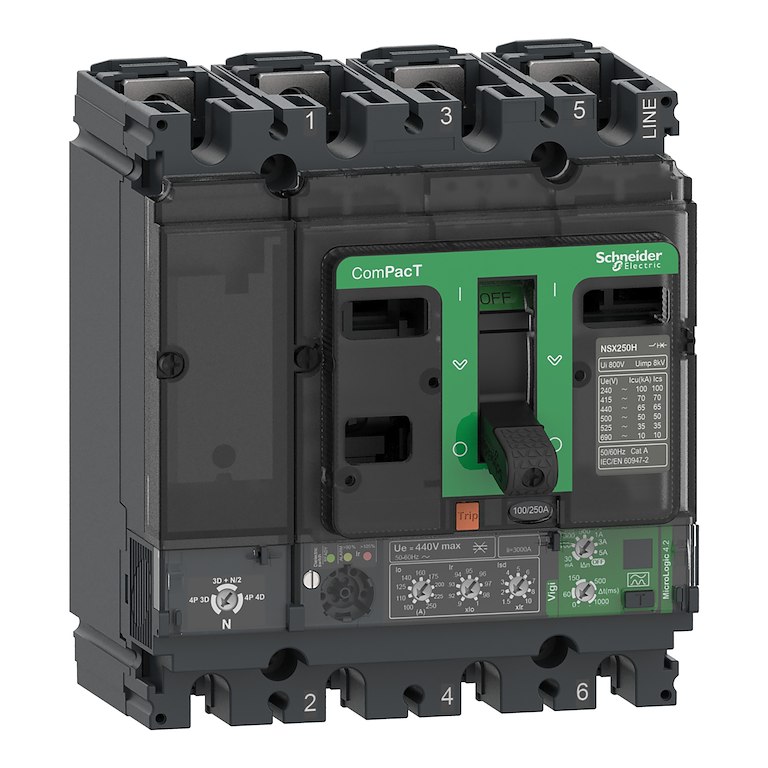 C25N44V160 PREKIDAČ NSX250N 50kA AC 4P4D 160A Vigi 4.2