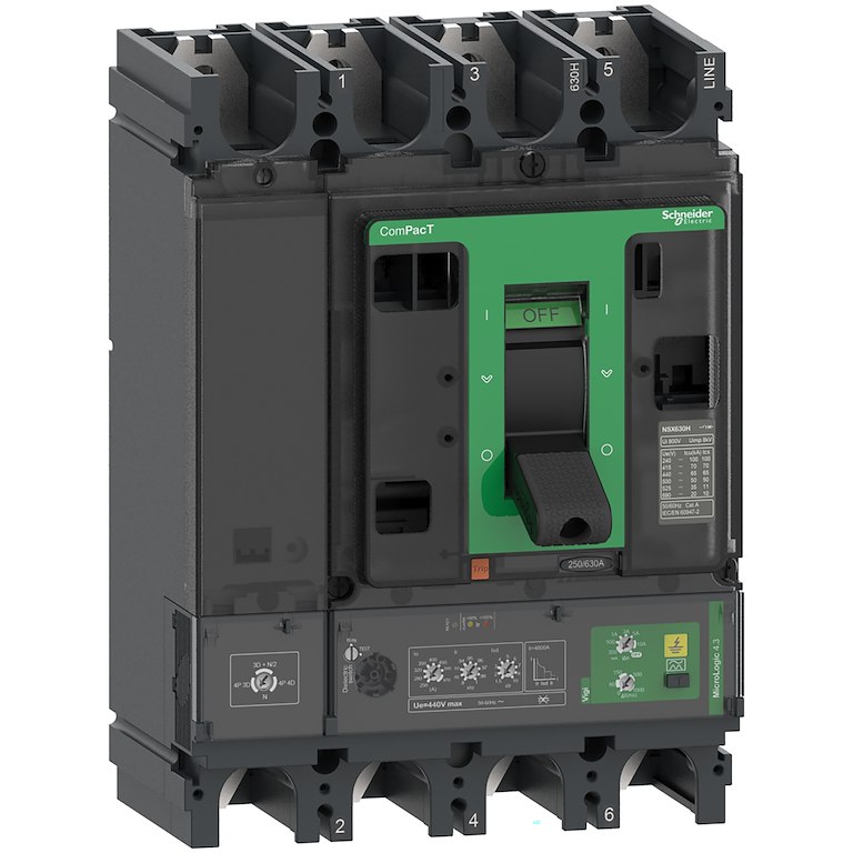 C63H44V570 PREKIDAČ NSX630H 70kA AC 4P4D 570A MicroLogic Vigi 4.3 (LS IR zaštita)