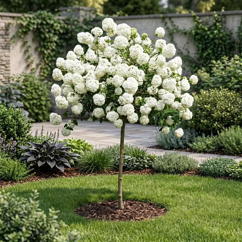 Viburnum Eskimo na stablu