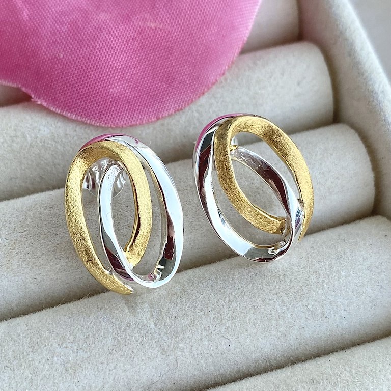 Srebrne minđuše sa pozlatom – duo dizajn M766