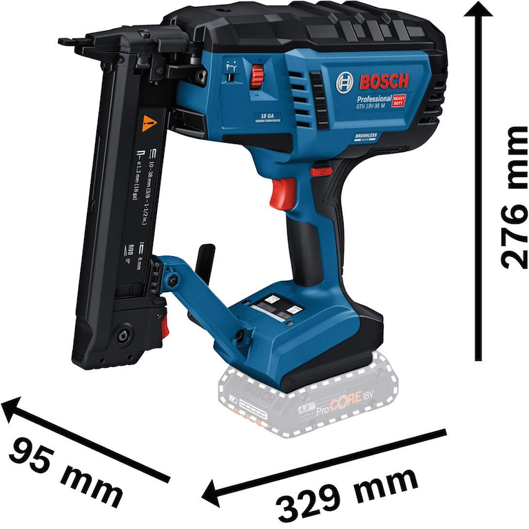 Bosch – Akumulatorski pištolj za eksere GTH 18V-38 M Professional;bez baterije i punjača L-BOXX kofer – 0601482501