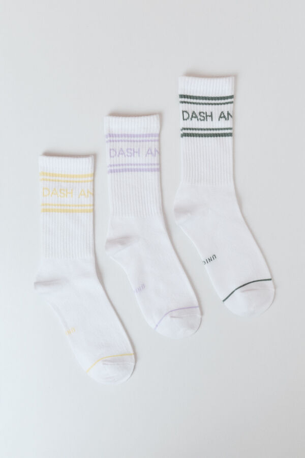 3er-Pack lange Baumwollsocken mit Logo