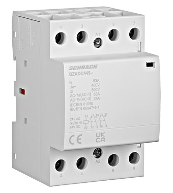 Instalacioni kontaktor 63A, 4 NO, 24V AC/DC, 3 modula
Kategorija proizvoda Instalacioni kontaktor, veličina 3 modula, nazivna struja 63A