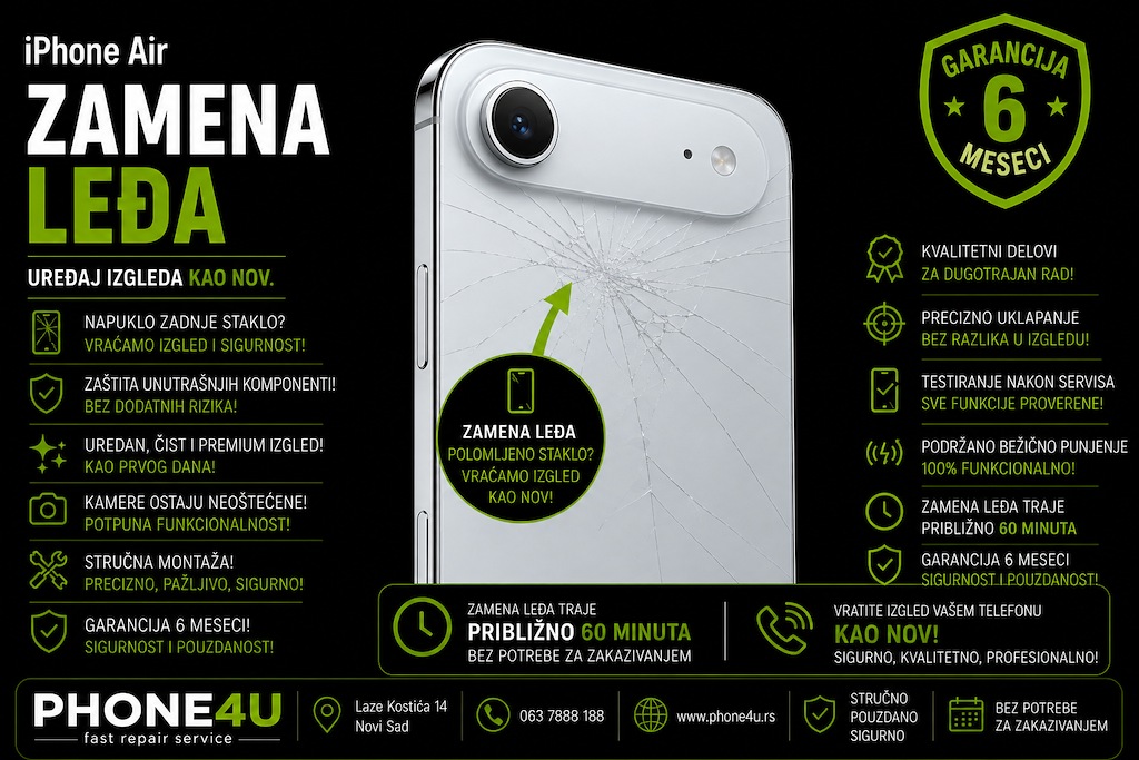 Zamena leđa iPhone Air | Phone4U Novi Sad