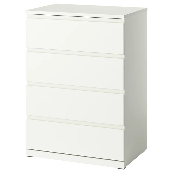 Komoda s 4 fioke, bela, 70x50x98 cm