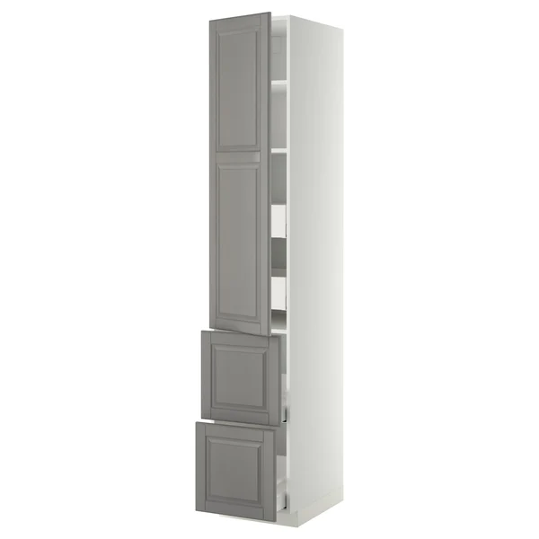 Vis.el. s polic/4fiok/vrat/2front, bela/Bodbyn siva, 40x60x220 cm