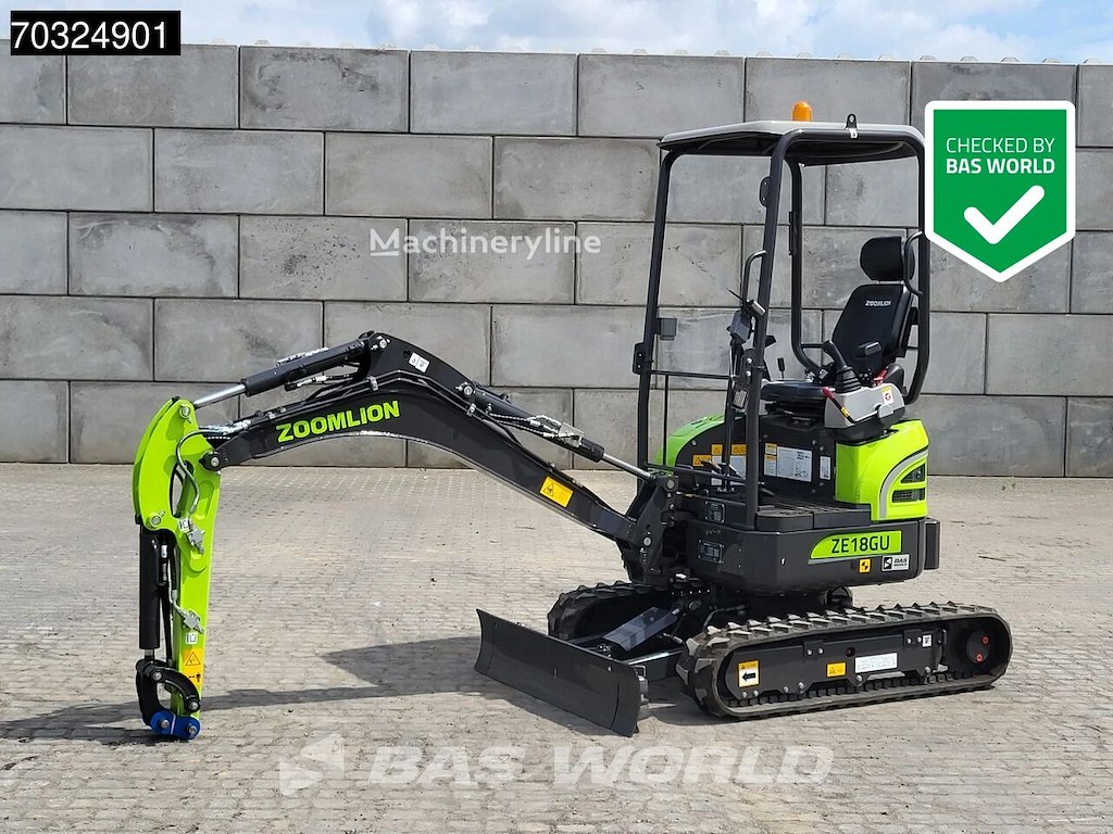 Novi Zoomlion ZE18 GU KUBOTA ENGINE - CE CERTIFIED mini bager