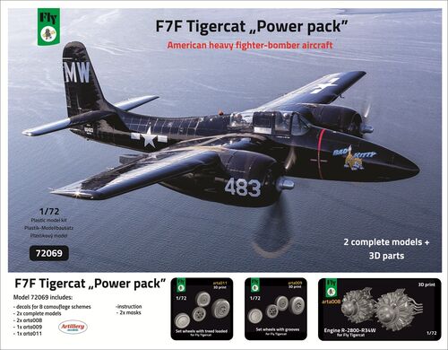 NEW! FLY 72069 Grumman F7F Tigercat - Power Pack (2in1 Kit)