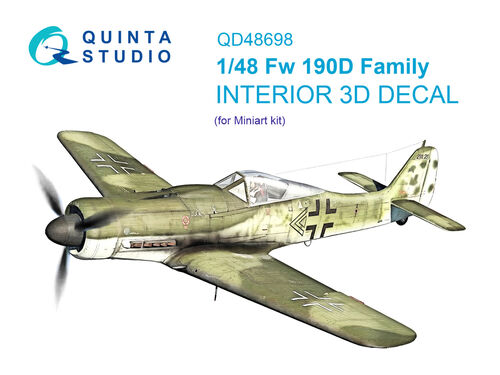 NEW! Quinta Studio QD48698 Focke-Wulf Fw-190 D Family - 3D-Printed & Coloured Interior on Decal Paper (for MiniArt Kits)