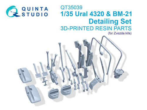 NEW! Quinta Studio QT35039 Ural 4320 and BM-21 - Detailing Set (for Zvezda Kits / 3D-Printed)