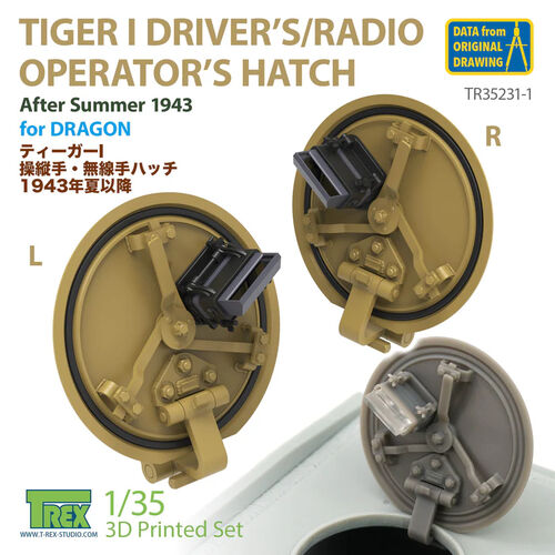NEW! T-Rex Studio 35231-1 Tiger I - Driver's or Radio Operator's Hatch / After Summer 1943 (for Dragon Kits / 3D-Printed)