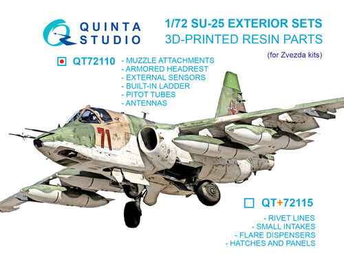 NEW! Quinta Studio QT72110 Sukhoi Su-25 - Exterior Set Part 1 (for Zvezda Kits / 3D-Printed)