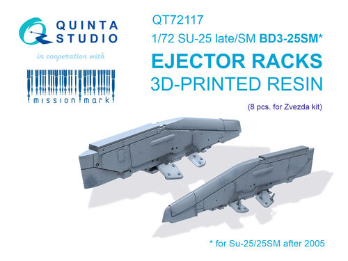 NEW! Quinta Studio QT72117 Sukhoi Su-25 Late / SM - 3D-Printed BD3-25SM Ejector Racks (8 pcs / for Zvezda Kits)