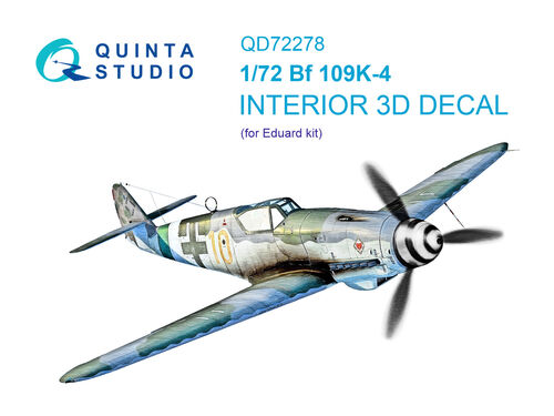 NEW! Quinta Studio QD72278 Messerschmitt Bf-109 K-4 - 3D-Printed & Coloured Interior on Decal Paper (for Eduard Kits)
