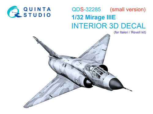 NEW! Quinta Studio QDS32285 Dassault Mirage IIIE - 3D-Printed & Coloured Interior on Decal Paper (for Italeri and Revell Kits / Small Version)