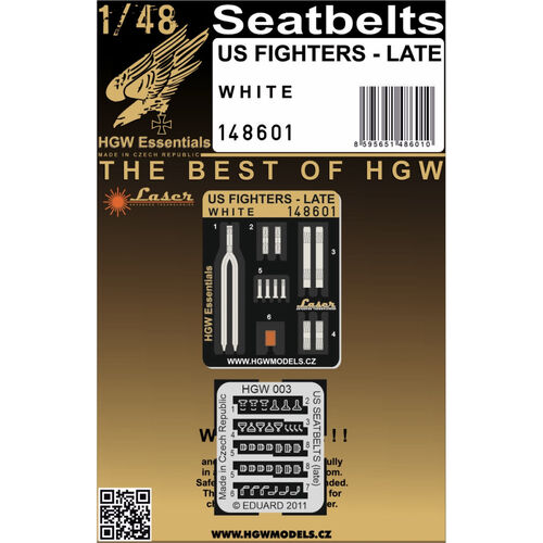 NEW! HGW Models 148601 US Fighters Seat Belts Late (White)
