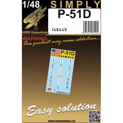 NEW! HGW Models 148440 North American P-51 D Mustang - Seat Belts Set (Simply)