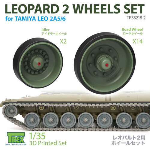 NEW! T-Rex Studio 35218-2 Leopard 2 A5 / A6 - Wheels Set (for Tamiya Kits / 3D-Printed)